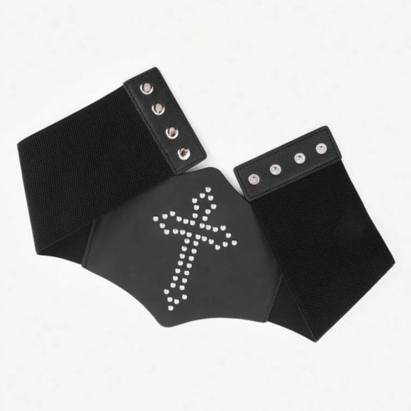 Hot Topic | Accessories | Goth Rhinestone Cross Studded Corset Belt ...